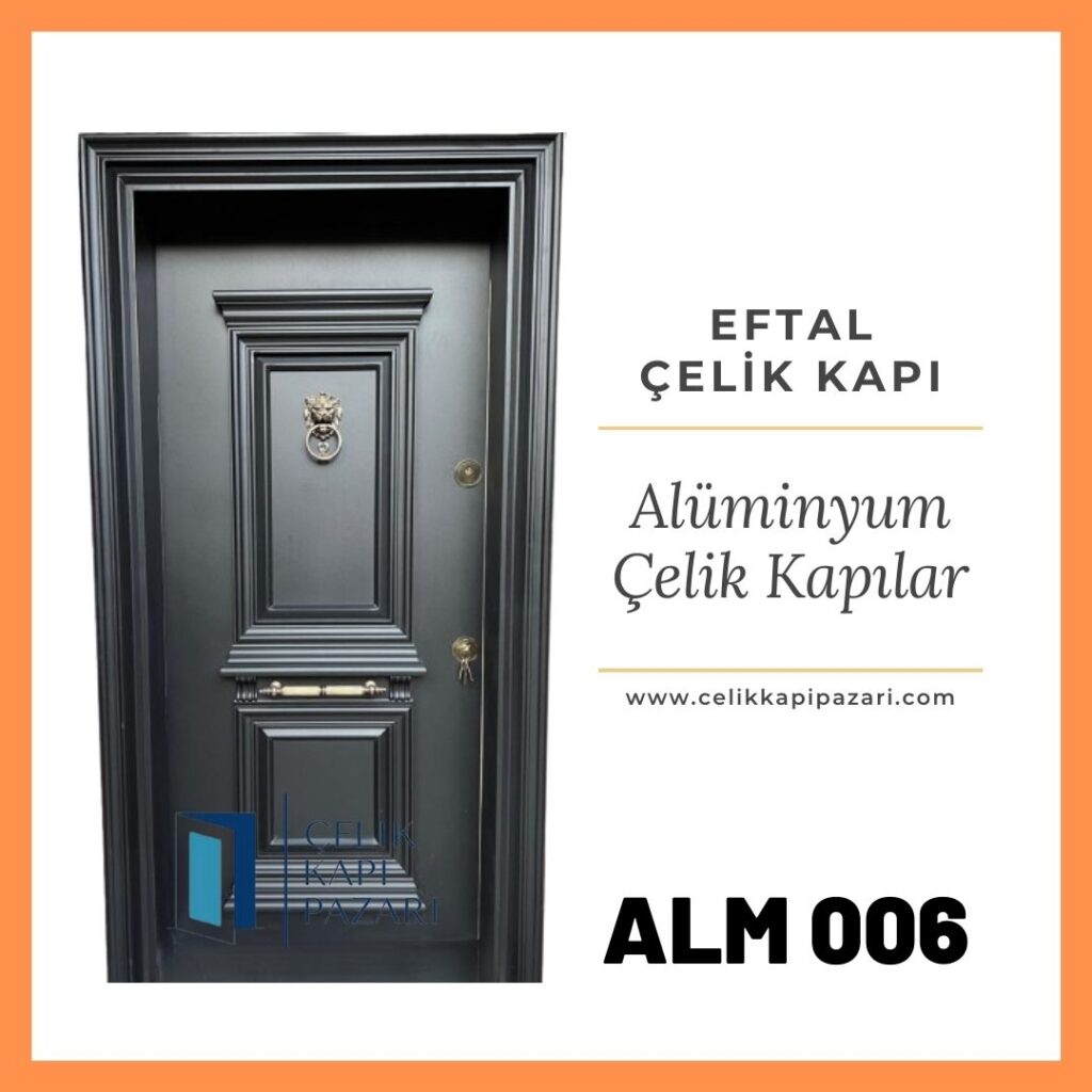 ALM 006 Alüminyum Kabartma Dış İklim Kapısı Antrasit Gri - Eftal Çelik Kapı